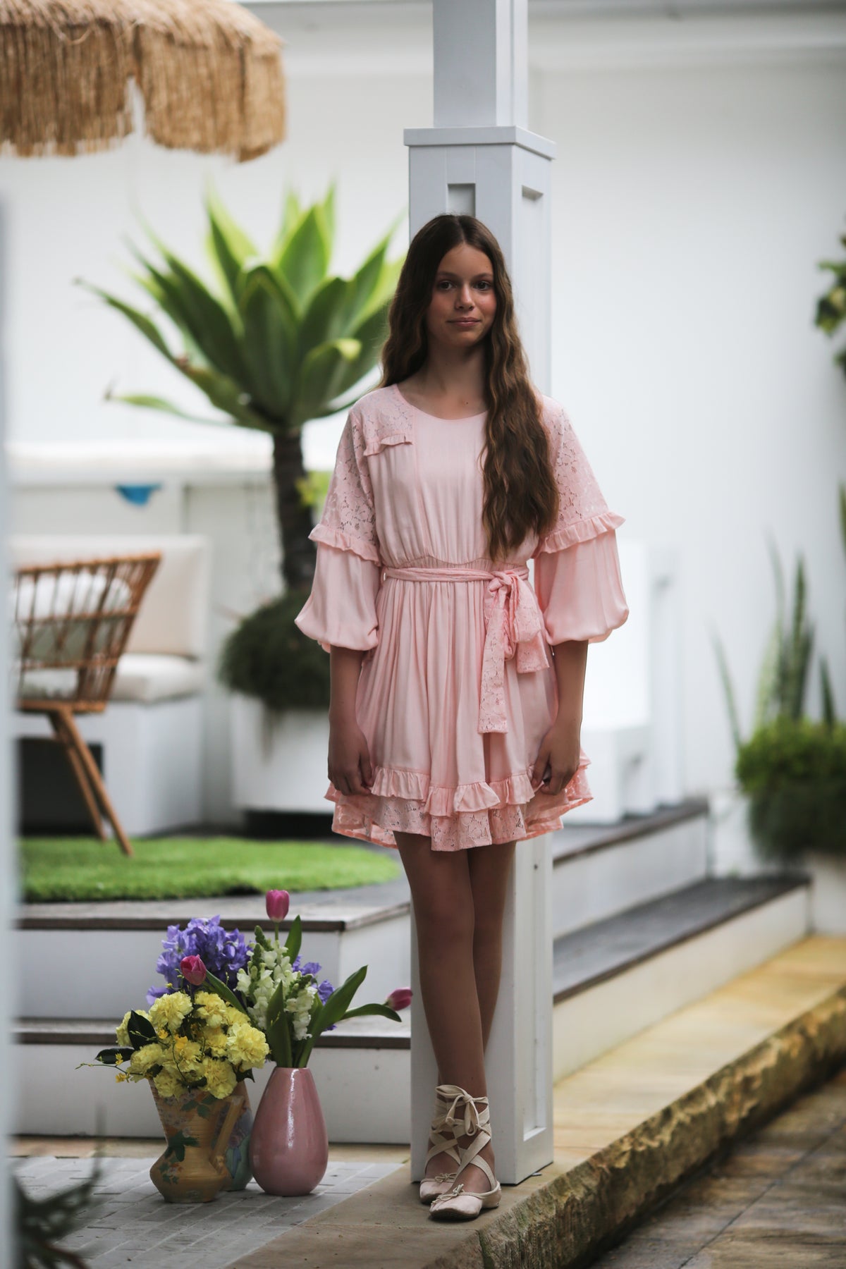 Jessa Peach Dress - Tea Princess